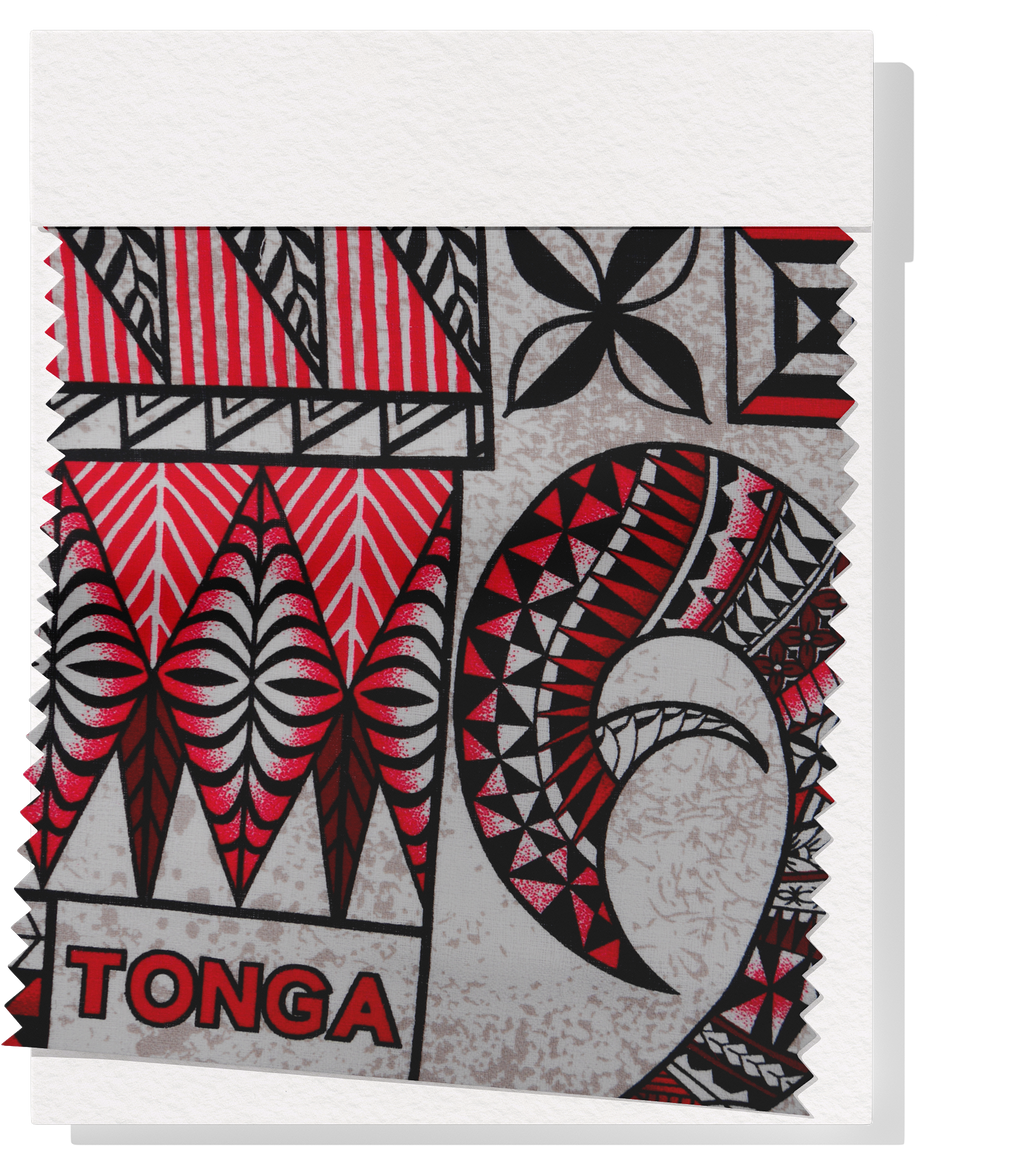 Cotton Dobby Pacific Tongan Print $10.00p/m - Design #3 Red & Beige ...